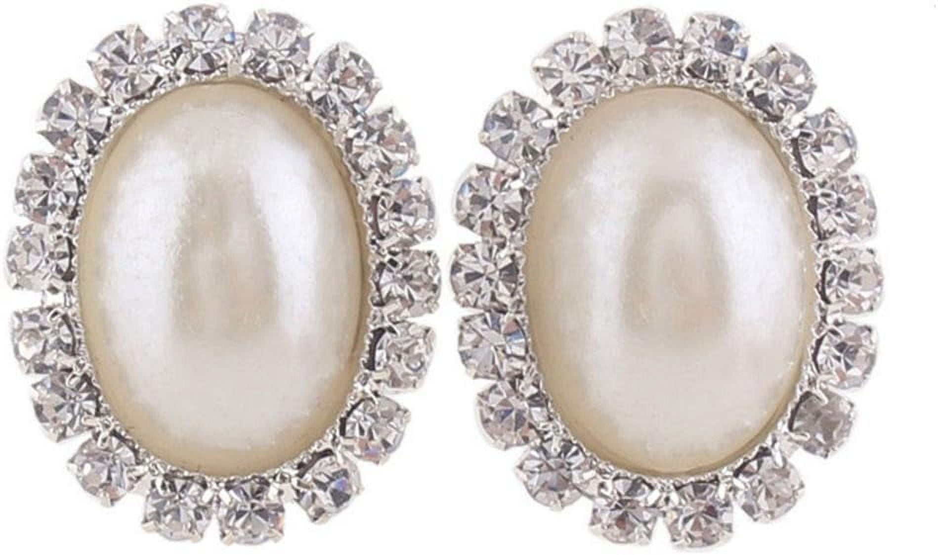 Bridal Rhinestone Opal Oval Shape Clip on Earrings for Women Charm ...