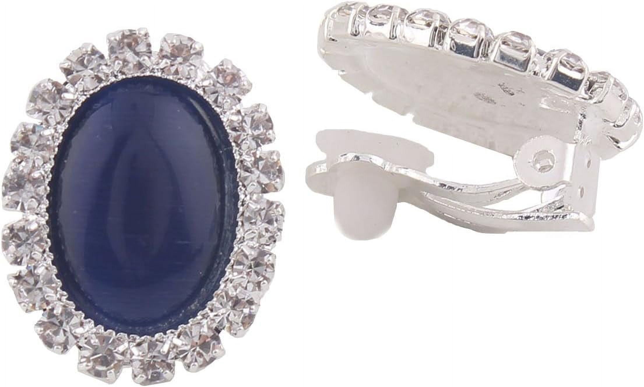 Bridal Rhinestone Opal Oval Shape Clip on Earrings for Women Charm ...