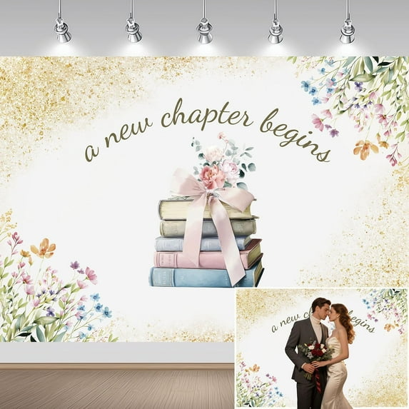 Bridal Shower Backdrop A New Chapter Begins Photography Background Book ...