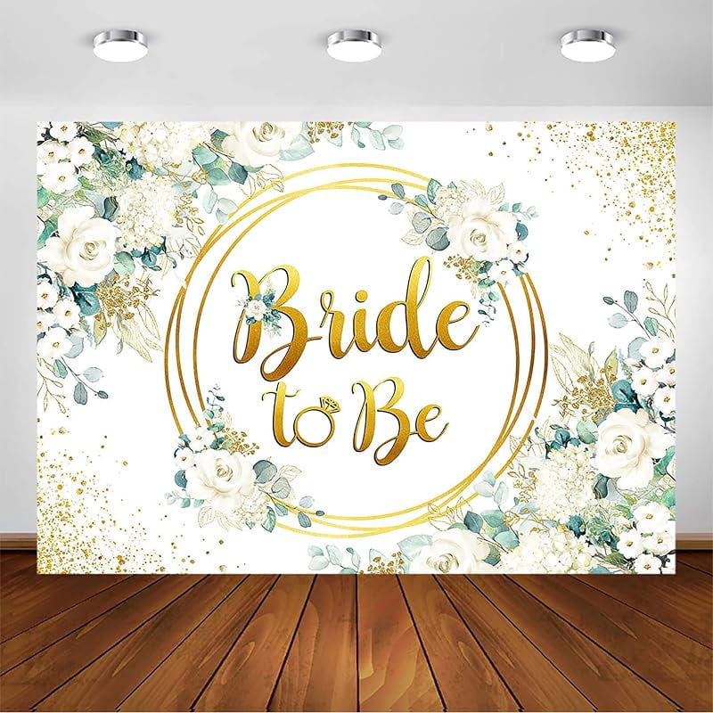 Bridal Shower Backdrop for Batcholette Party Bride to Be Green and Gold ...