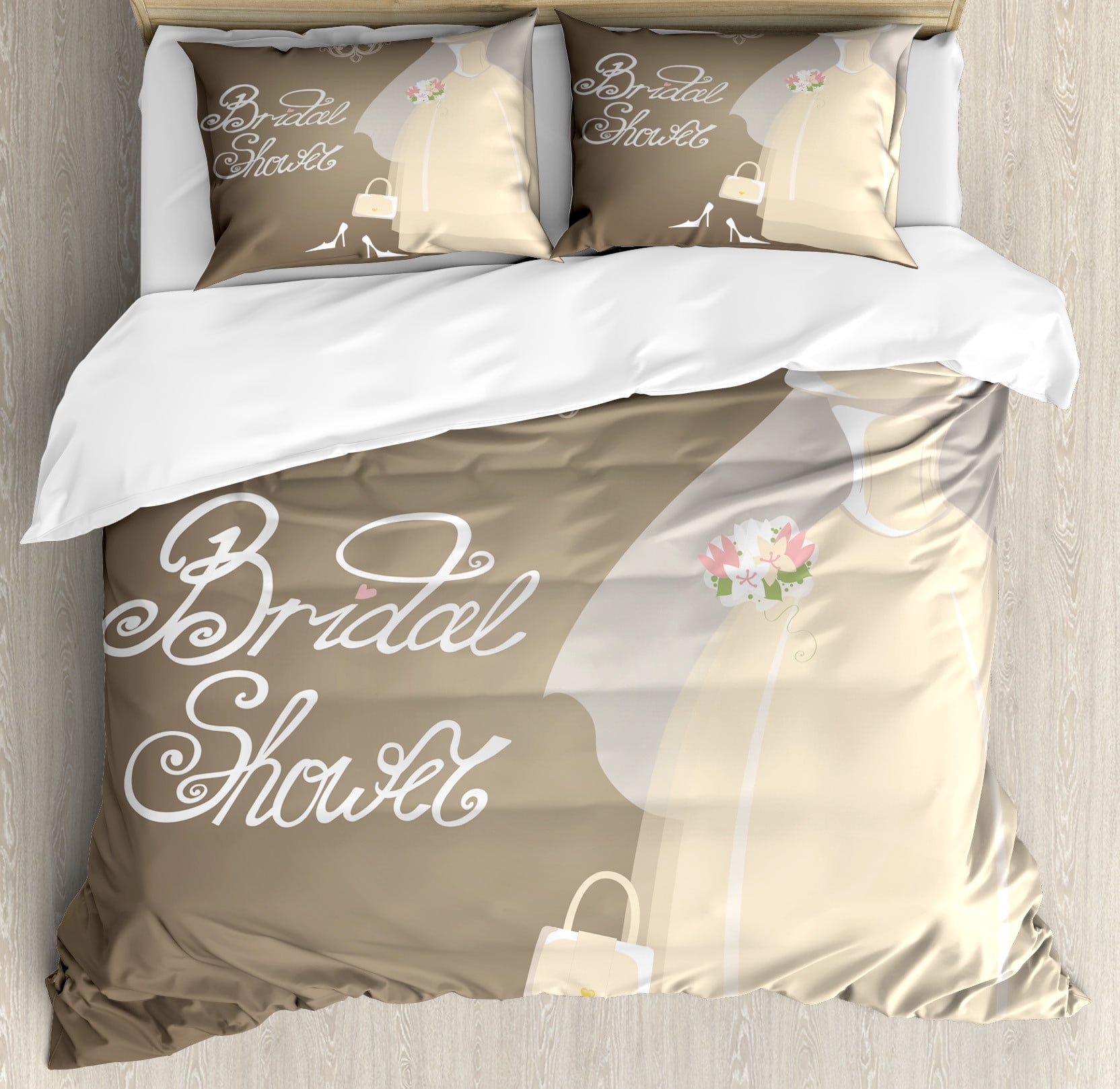 Bridal Shower Duvet Cover Set, Bride Party Wedding Dress Romantic ...