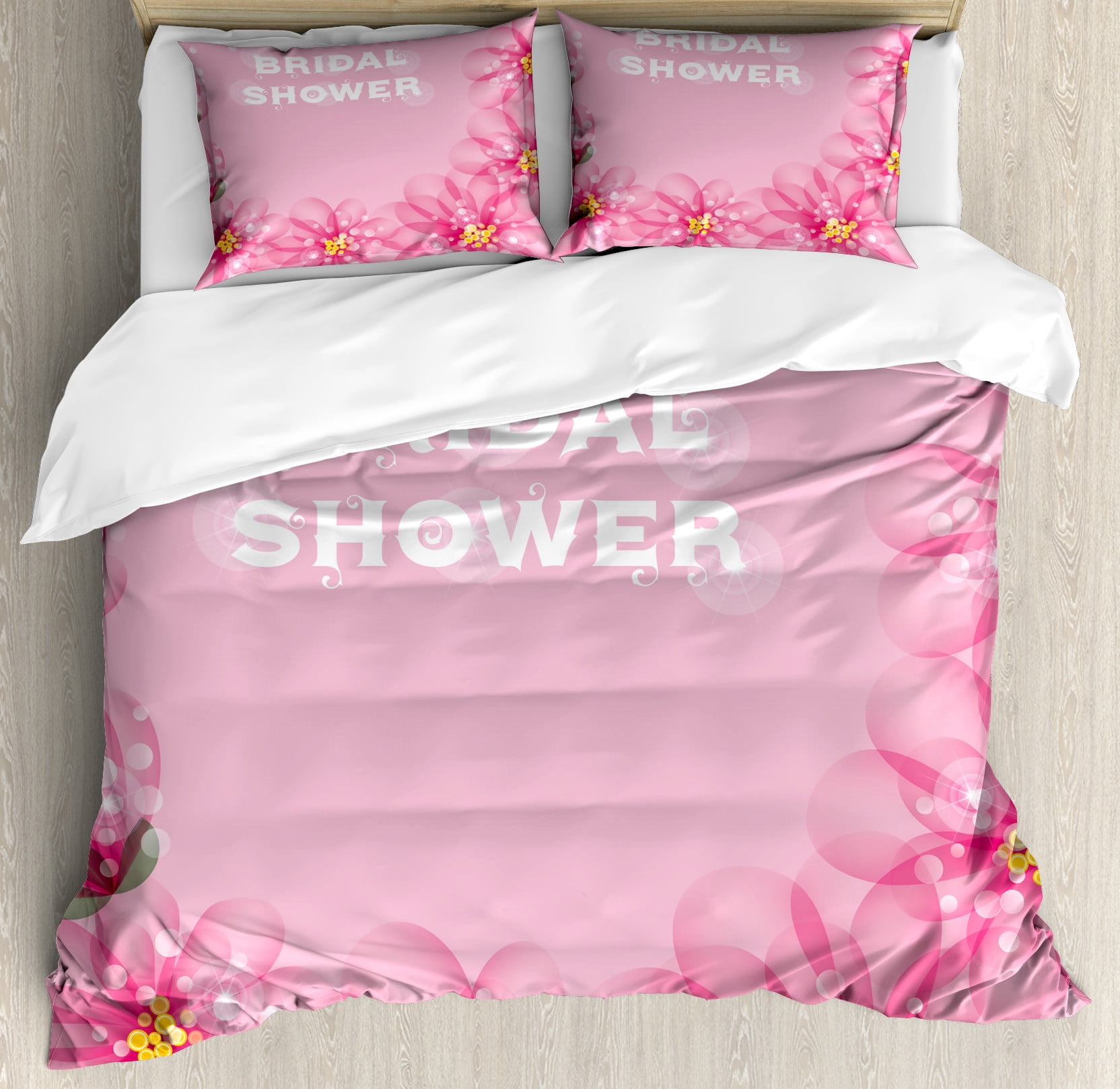 Bridal Shower Duvet Cover Sets, Wedding Theme Flowers with Abstract ...