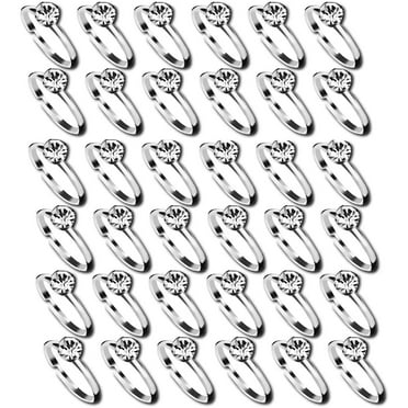 36 Pack Plastic Diamond Rings for Bridal Shower Game, Bulk Set for ...