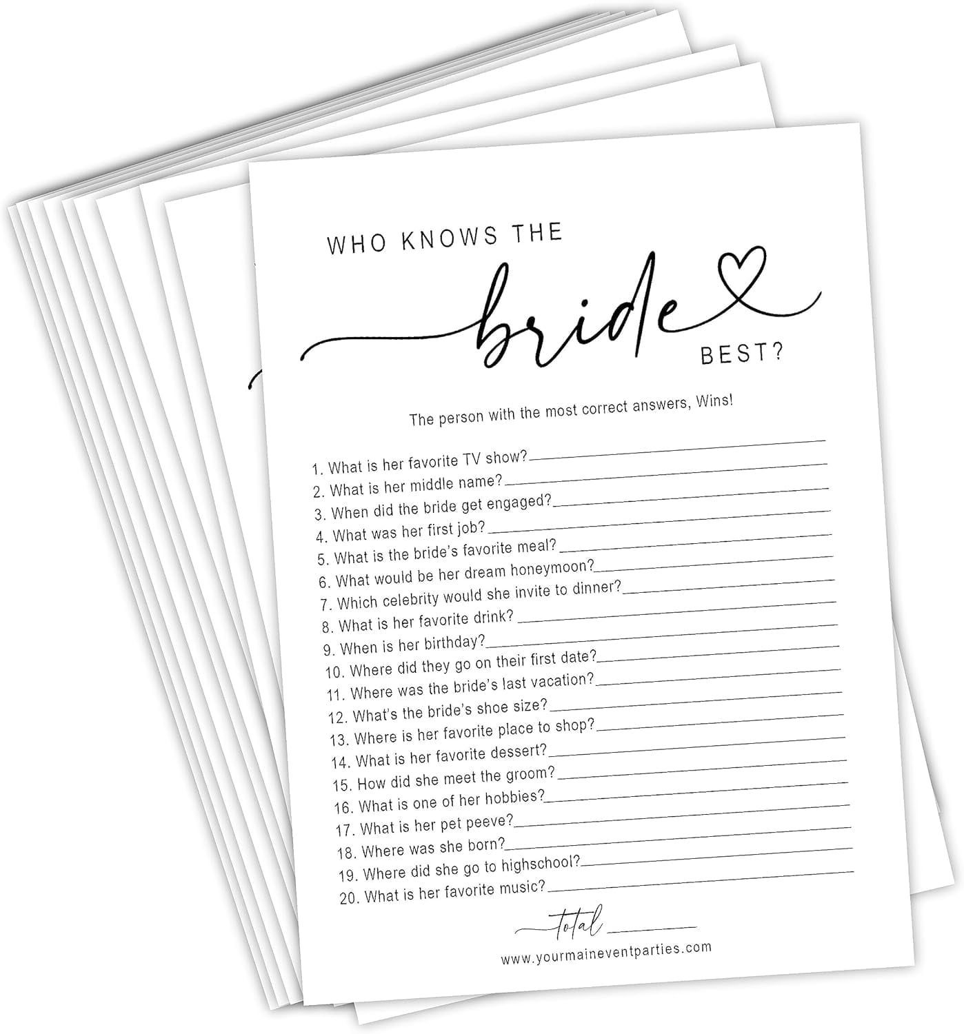 Bridal Shower Games Who Knows The Bride Best for Weddings, Bridal ...