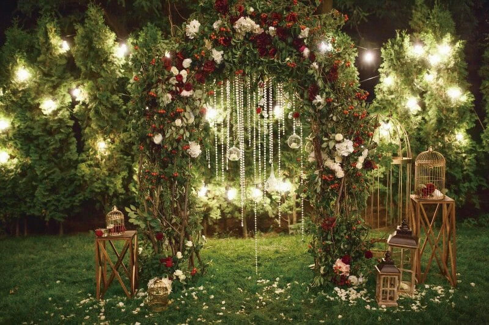 Bridal Shower Wedding Floral Backdrop Dreamy Light Bokeh White Rose Spring Grass Lawn Valentine ...