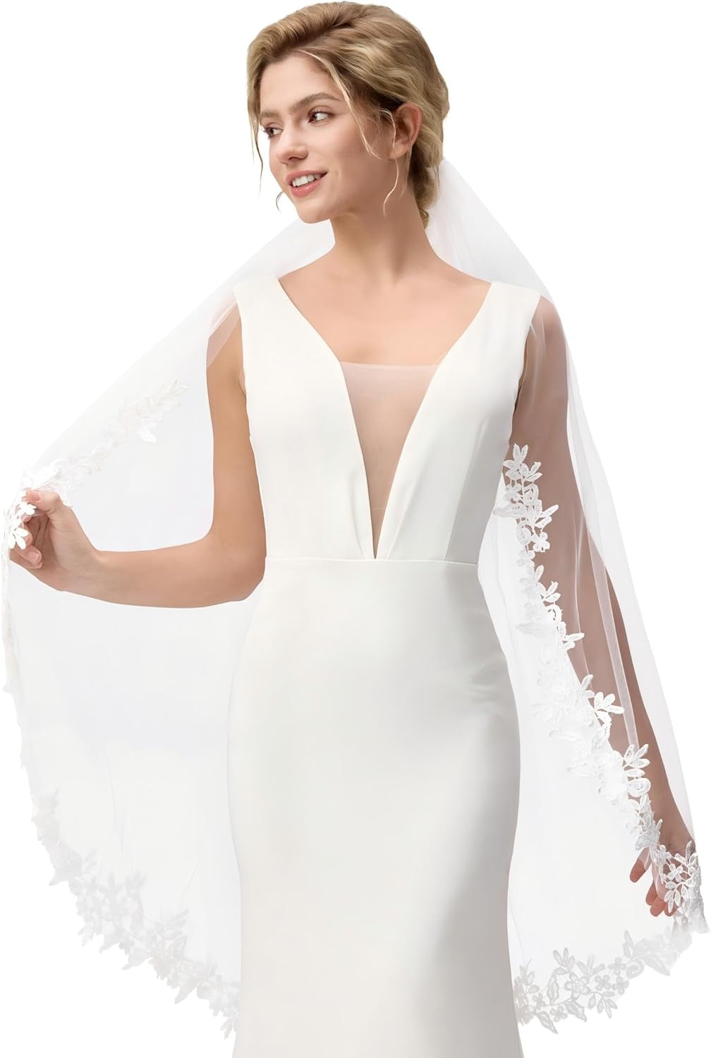 Bridal Veil, 1 Tier Lace Wedding Veil, With Metal Comb Veils for Women ...