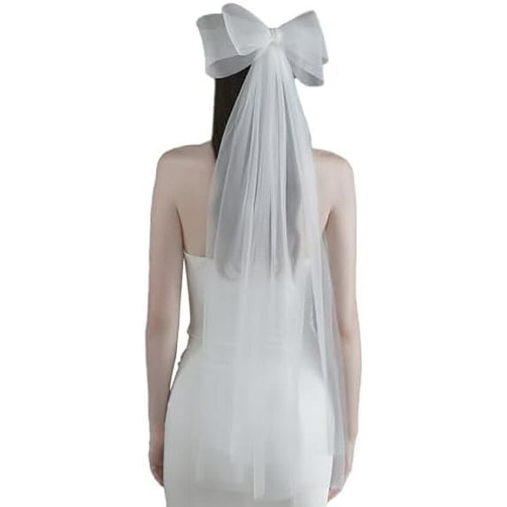 Bridal Veil Bachelorette Party Veil White Bow Wedding Veil Elegant ...