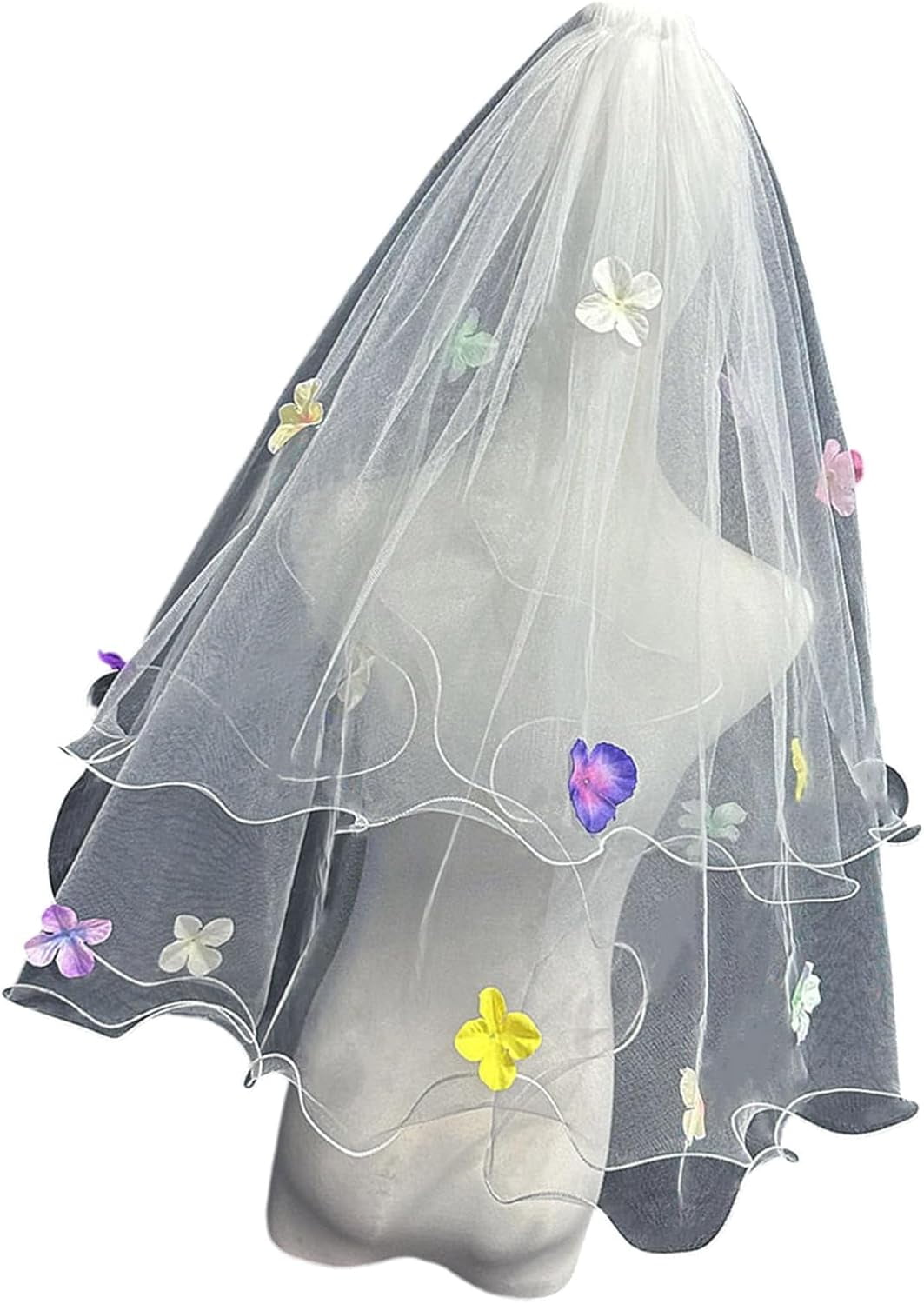 Bridal Veil Colorful Floral Head Scarf Bride Bridal Shower Wedding ...