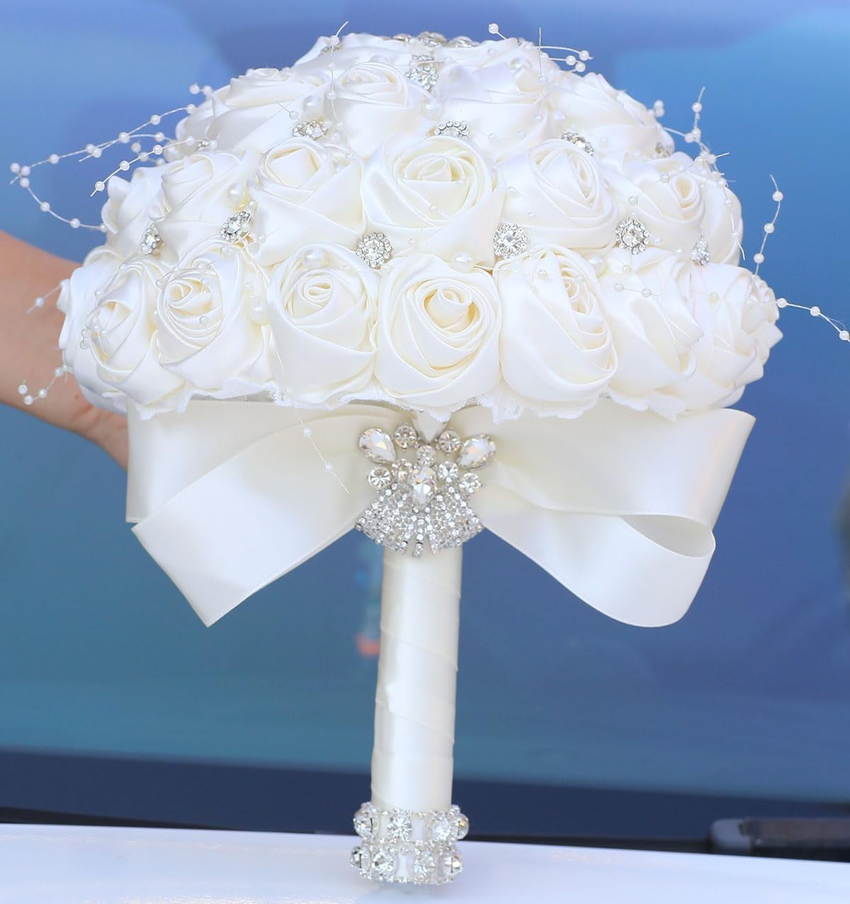 Bridal Wedding Bouquet Round Bling Brooch Bouquet Throw Toss Artificial ...