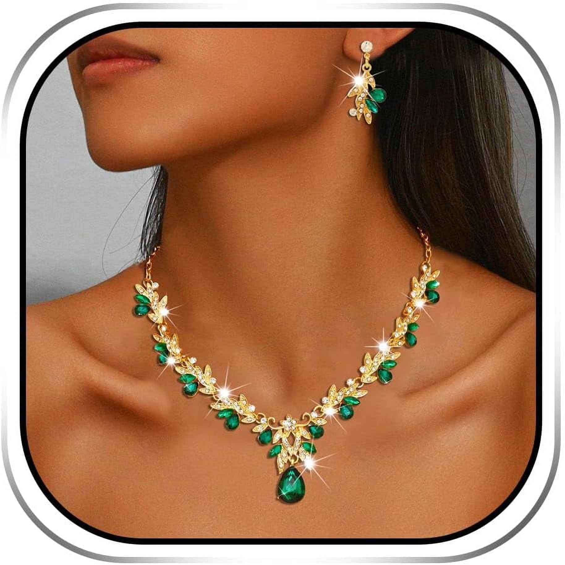 Bridal Wedding Jewelry Set Gold Crystal Rhinestone Neck Jewelry Prom ...