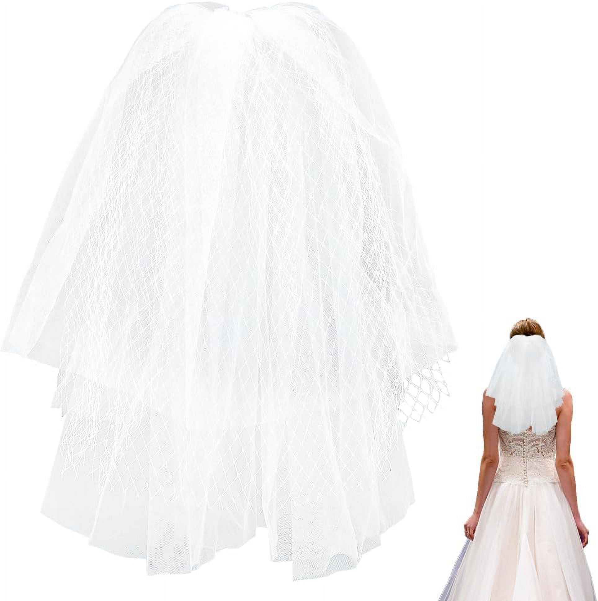 Bridal Wedding Veil with Comb Women's White Short Vails Soft Women ...