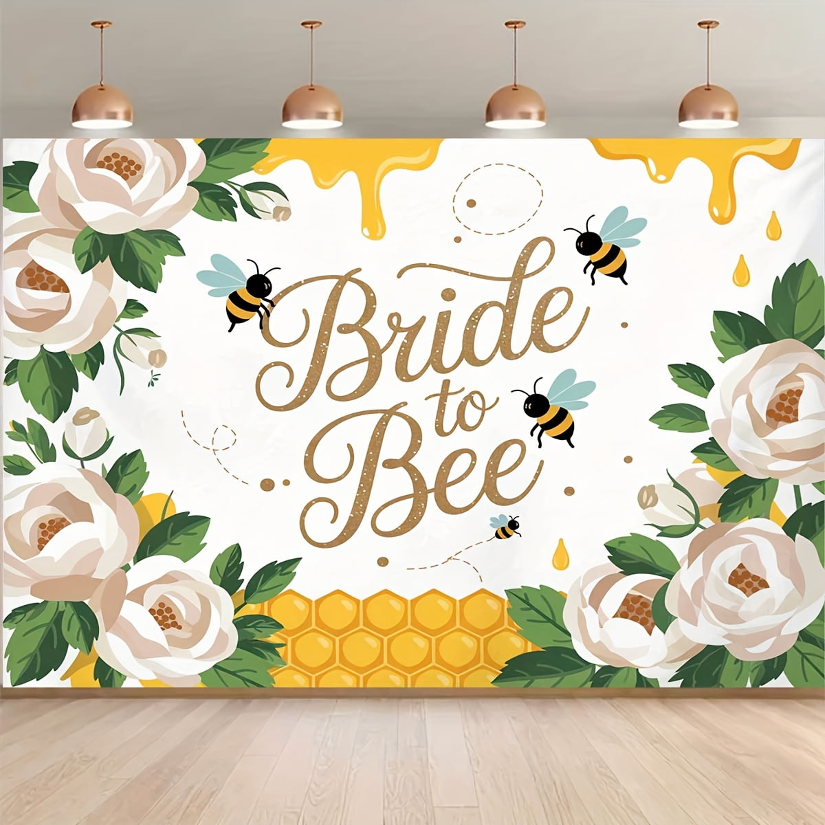 Bride to Bee Wedding Backdrop Gold Bee Honeycomb Bridal Shower ...