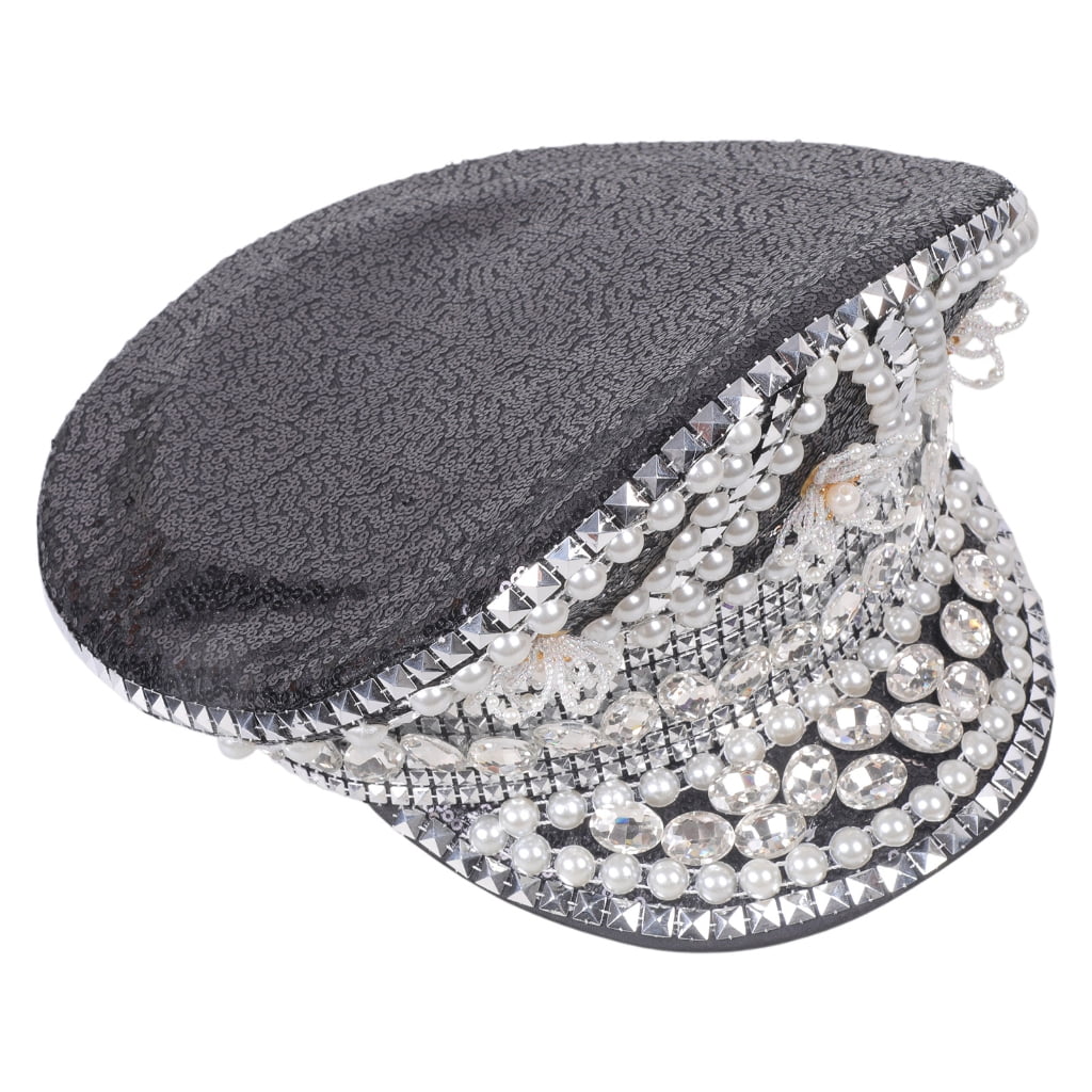 Bride Captain Hat Crystal Sailor Hat for Male Female Dancing Comedian ...