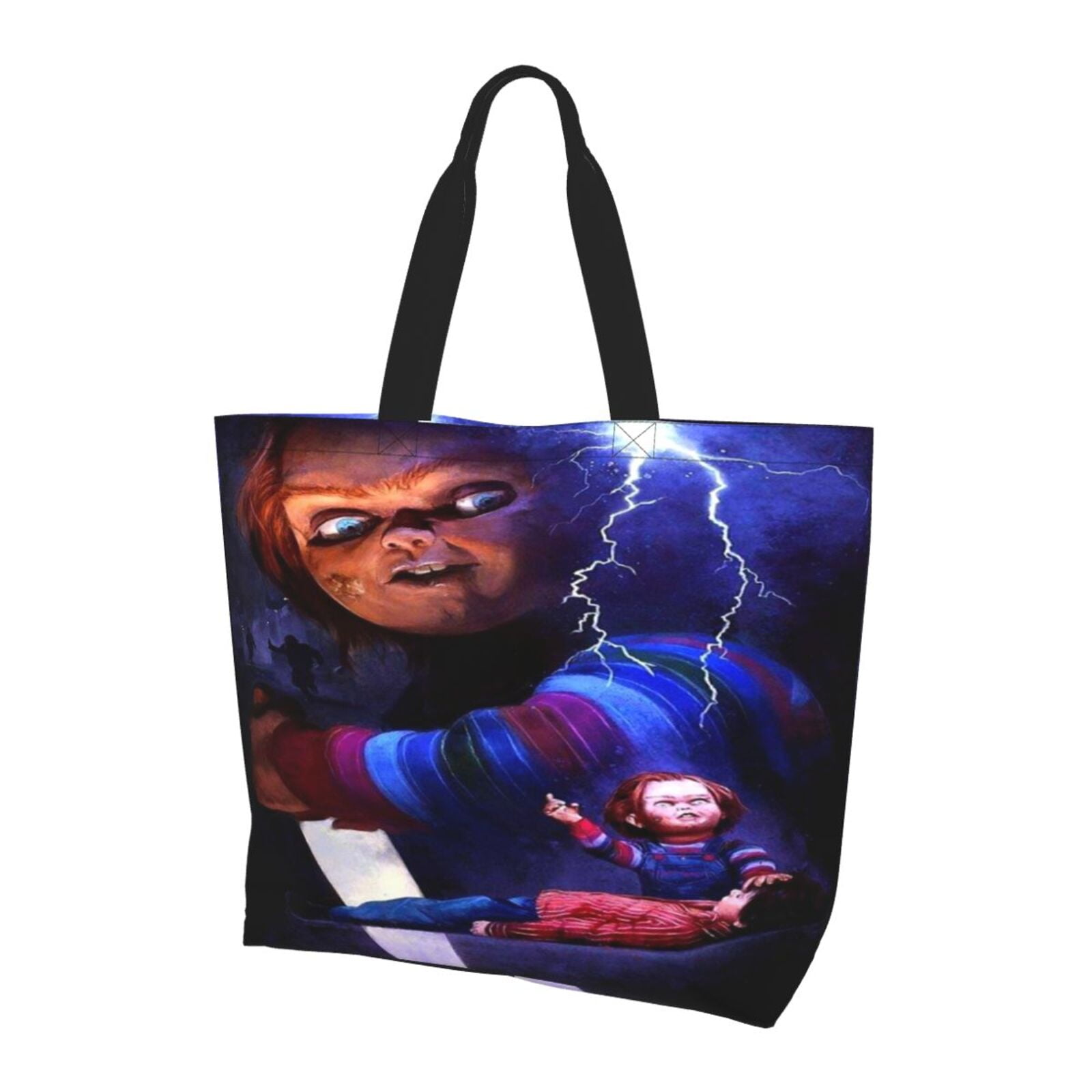 Bride of Chucky Large Canvas Tote Bag for Gym Beach Travel Reusable ...