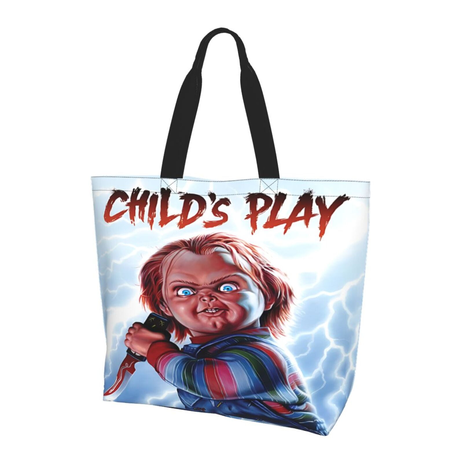 Bride of Chucky Large Canvas Tote Bag for Gym Beach Travel Reusable ...