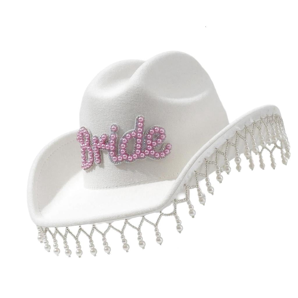 Bride Cowboy Hats Pearls Panama Hat for Bachelorette Party Cocktail ...