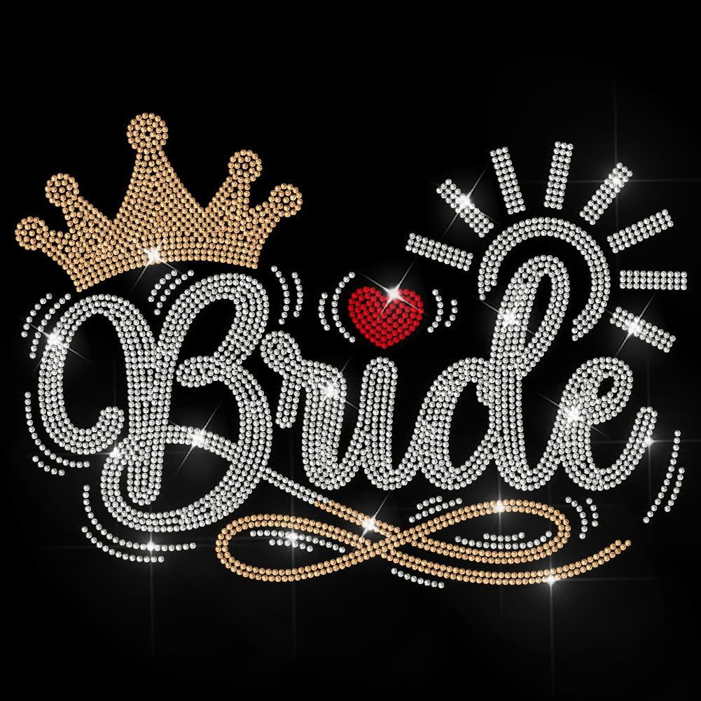 Bride Crown Rhinestone Iron on Decal Wedding Love Hotfix Transfer ...