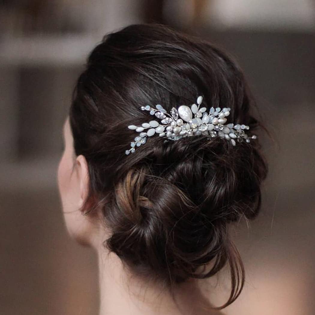Bride Flower Wedding Hair Comb Rhinestone Bridal Hair Pieces Wedding ...