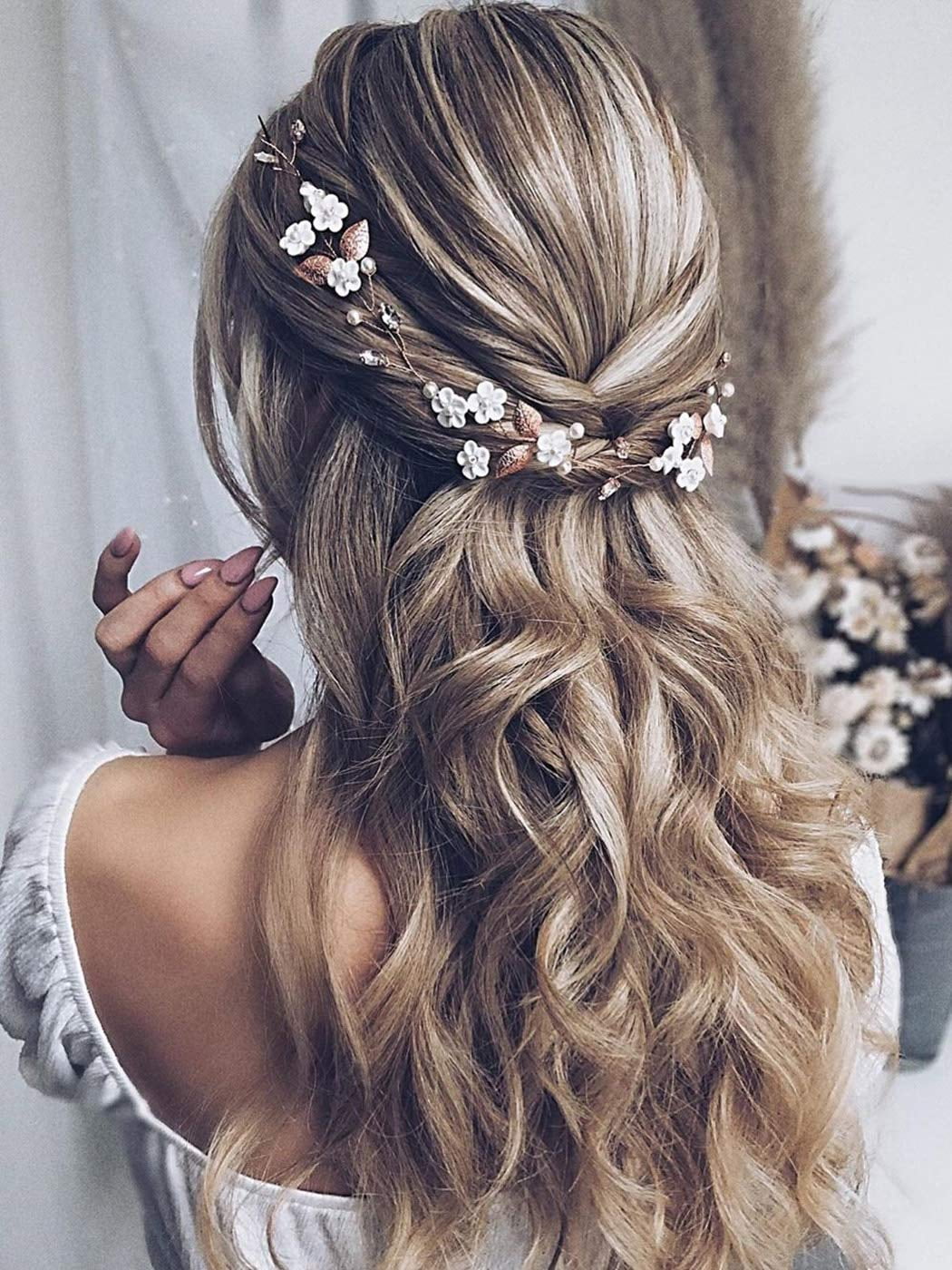 Bride Flower Wedding Hair Vine Crystal Hair Piece Pearl Bridal ...