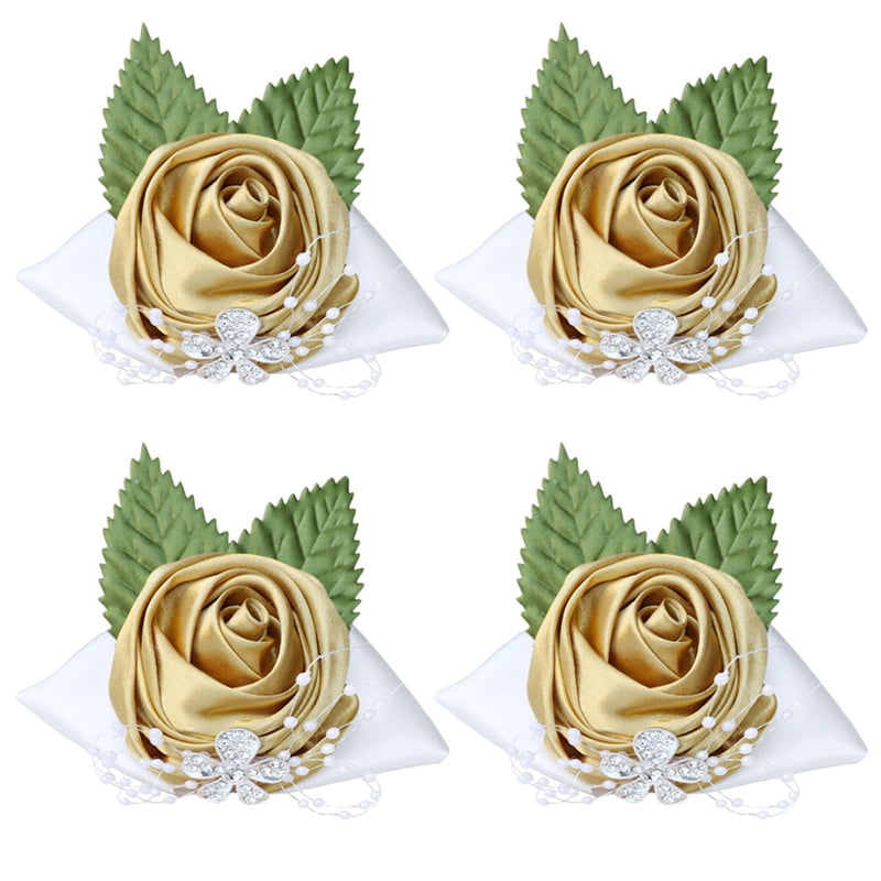 Bride Flower Wristband Prom Flower Wrist Corsage Satin Bridesmaid ...
