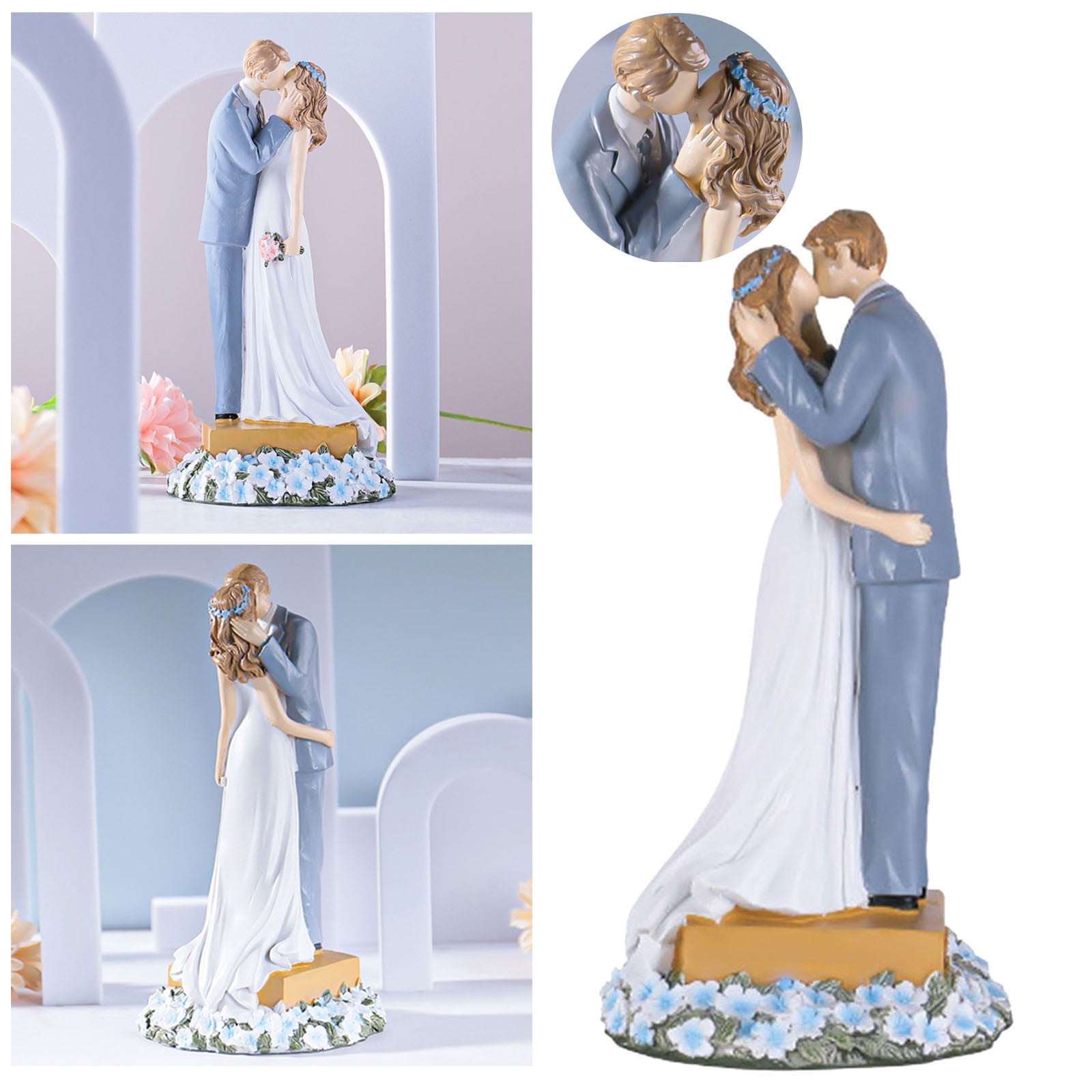 Bride and Groom Figurine Sweet Couple Kissing Statue Sweet Newlyweds ...
