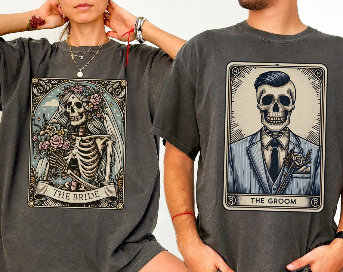 Bride Groom Tarot Card T-Shirts, Couples Shirts, Bride Or Die Tee ...