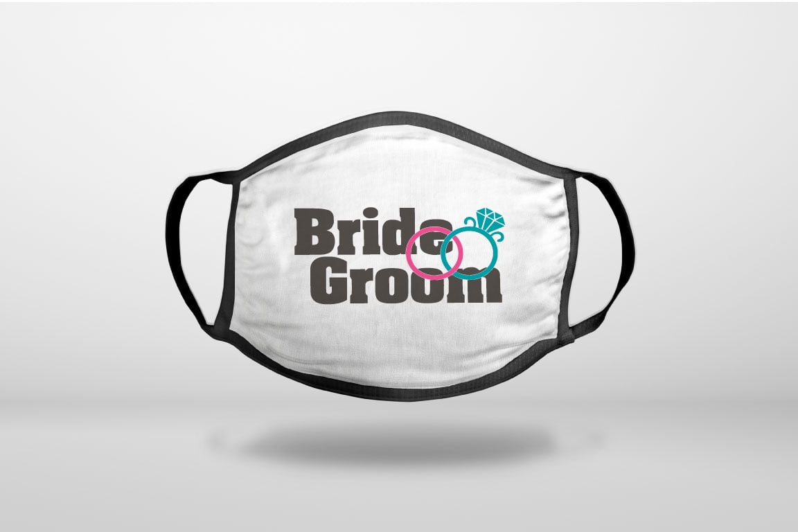 Bride & Groom Wedding Rings - 3-Ply Reusable Soft Face Mask Covering ...