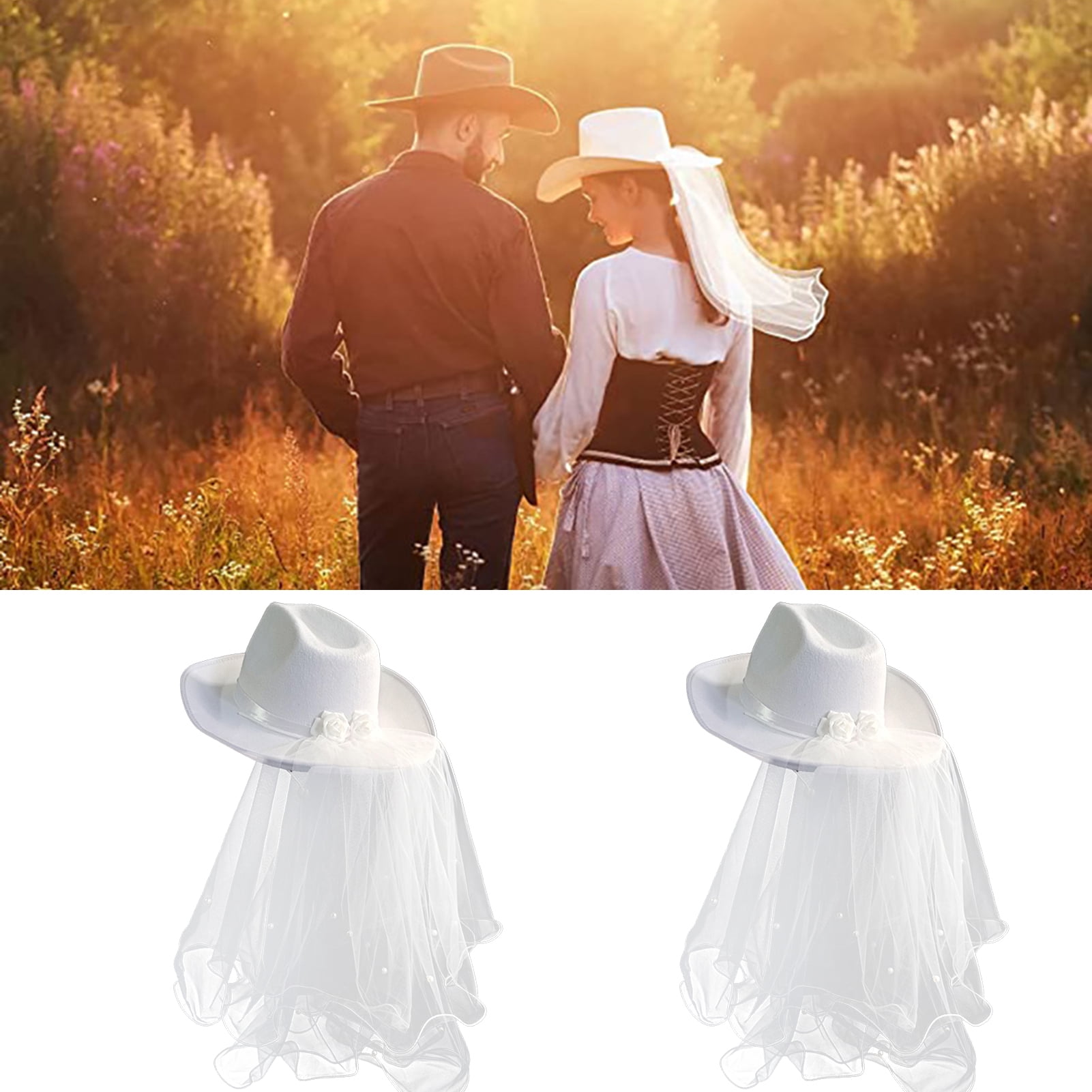 Bride Hat Western Style Wide Brim Hemming Faux Pearl Decors Soft Texture Decorate Costume ...