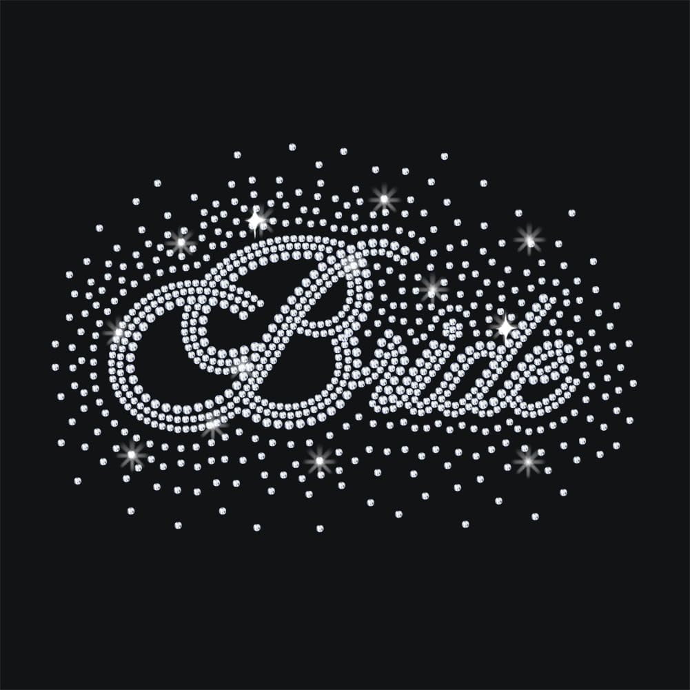 Bride Iron on Rhinestones Transfer 11.7x8.3 Inch Wedding Heat Transfer Decal for T-Shirt ...