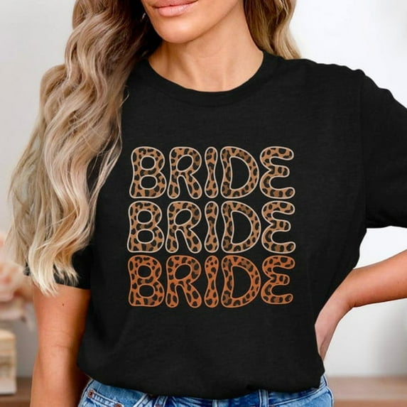 Bride Leopard Print T-S1Hirt Design, Fun Animal Print Bride Graphic ...