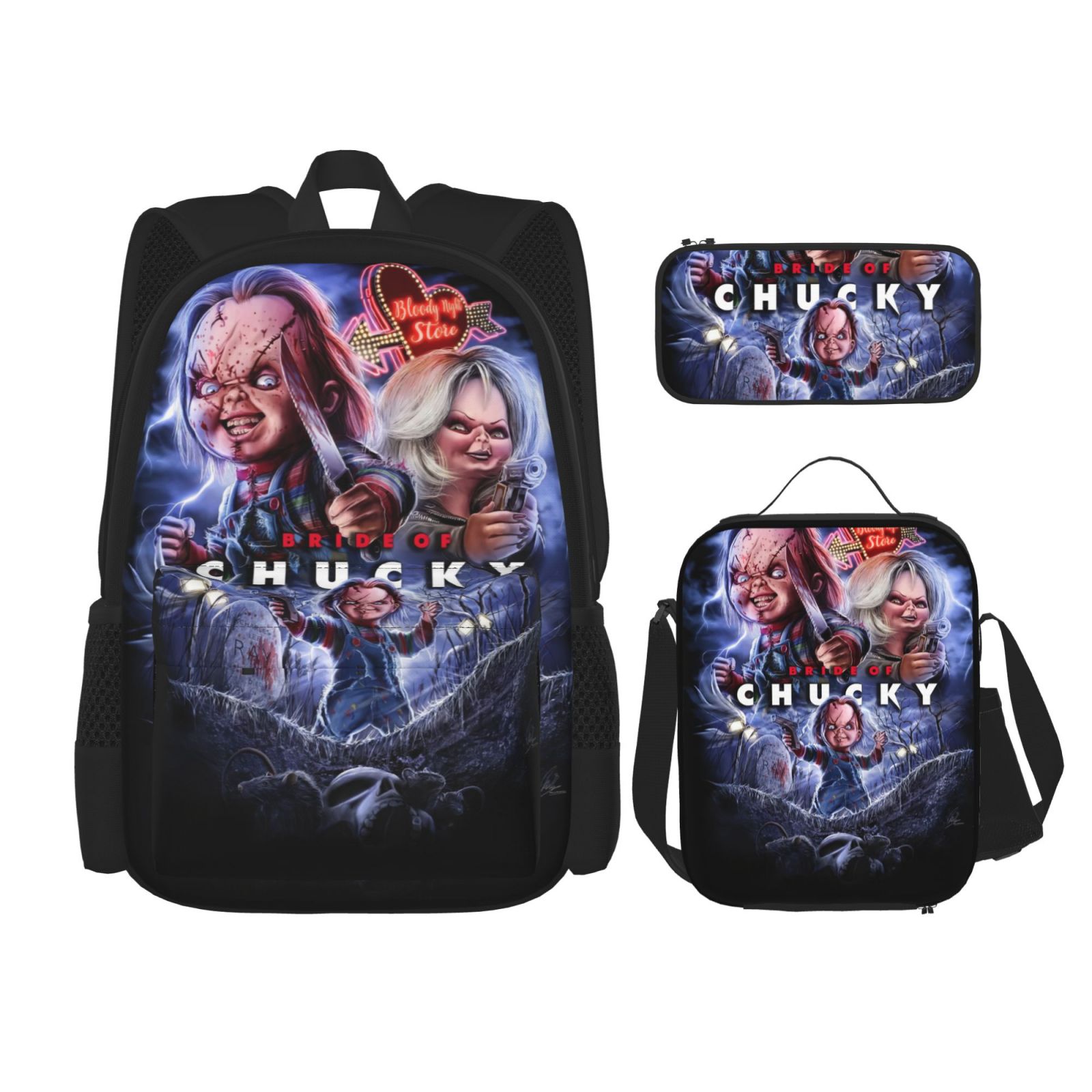 Bride Of Chucky 3-Piece Backpack Set,lunch bag,backpacks,case ...