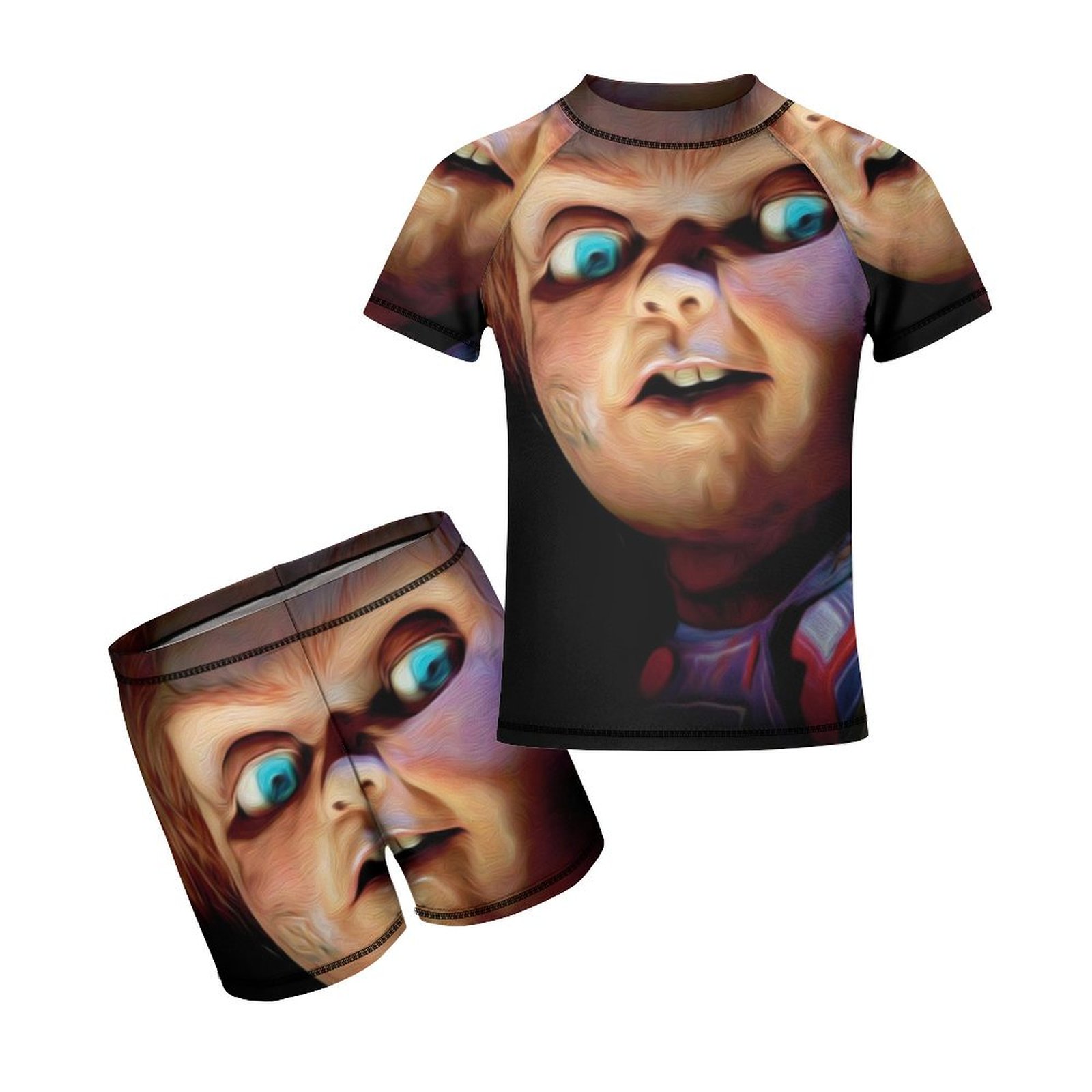 Bride Of Chucky Boys 2-Piece Swimsuit Set, Short Sleeve Rash Guard ...