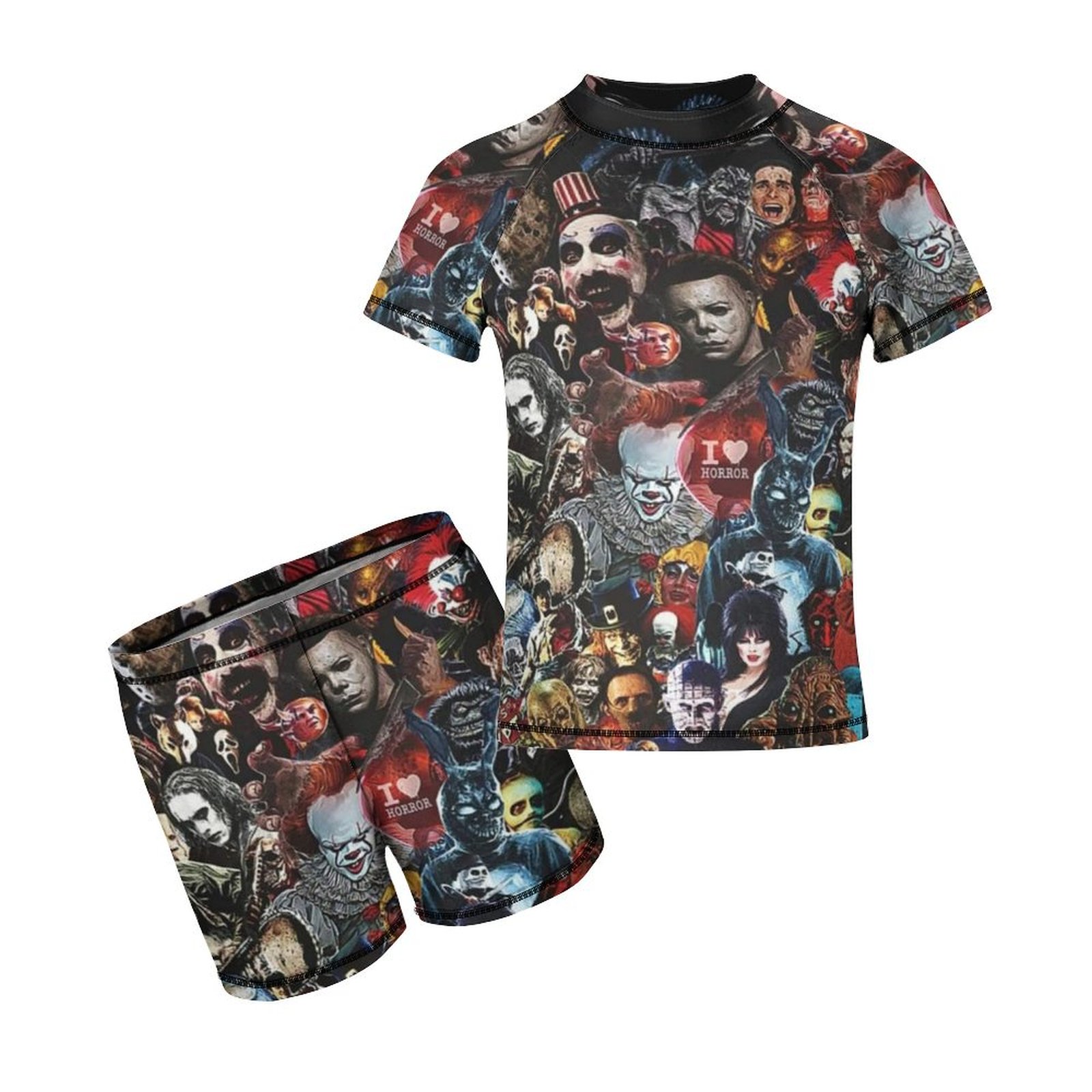 Bride Of Chucky Boys 2-Piece Swimsuit Set, Short Sleeve Rash Guard ...