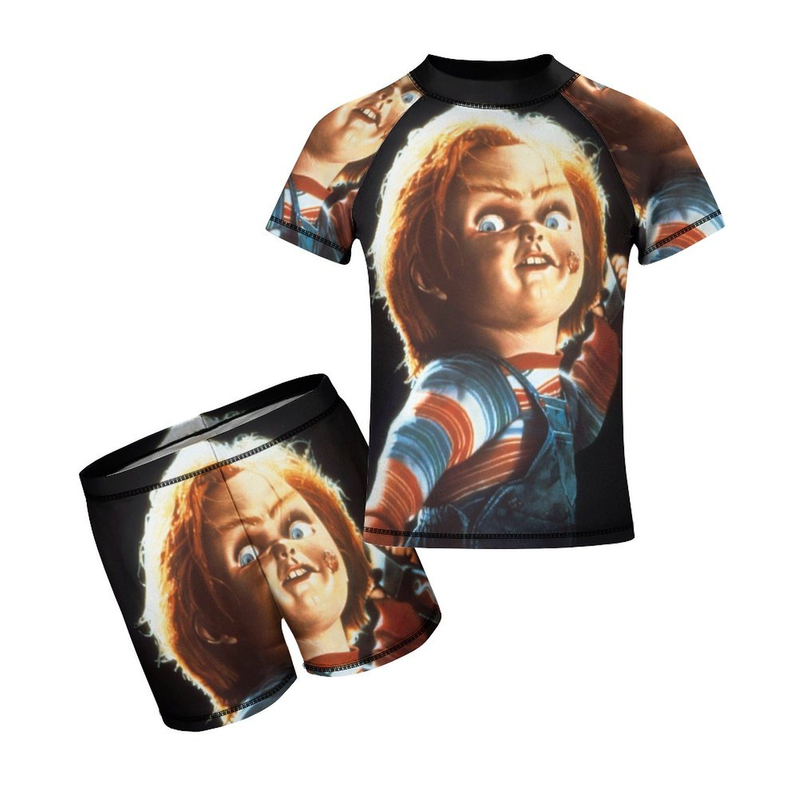 Bride Of Chucky Boys 2-Piece Swimsuit Set, Short Sleeve Rash Guard ...