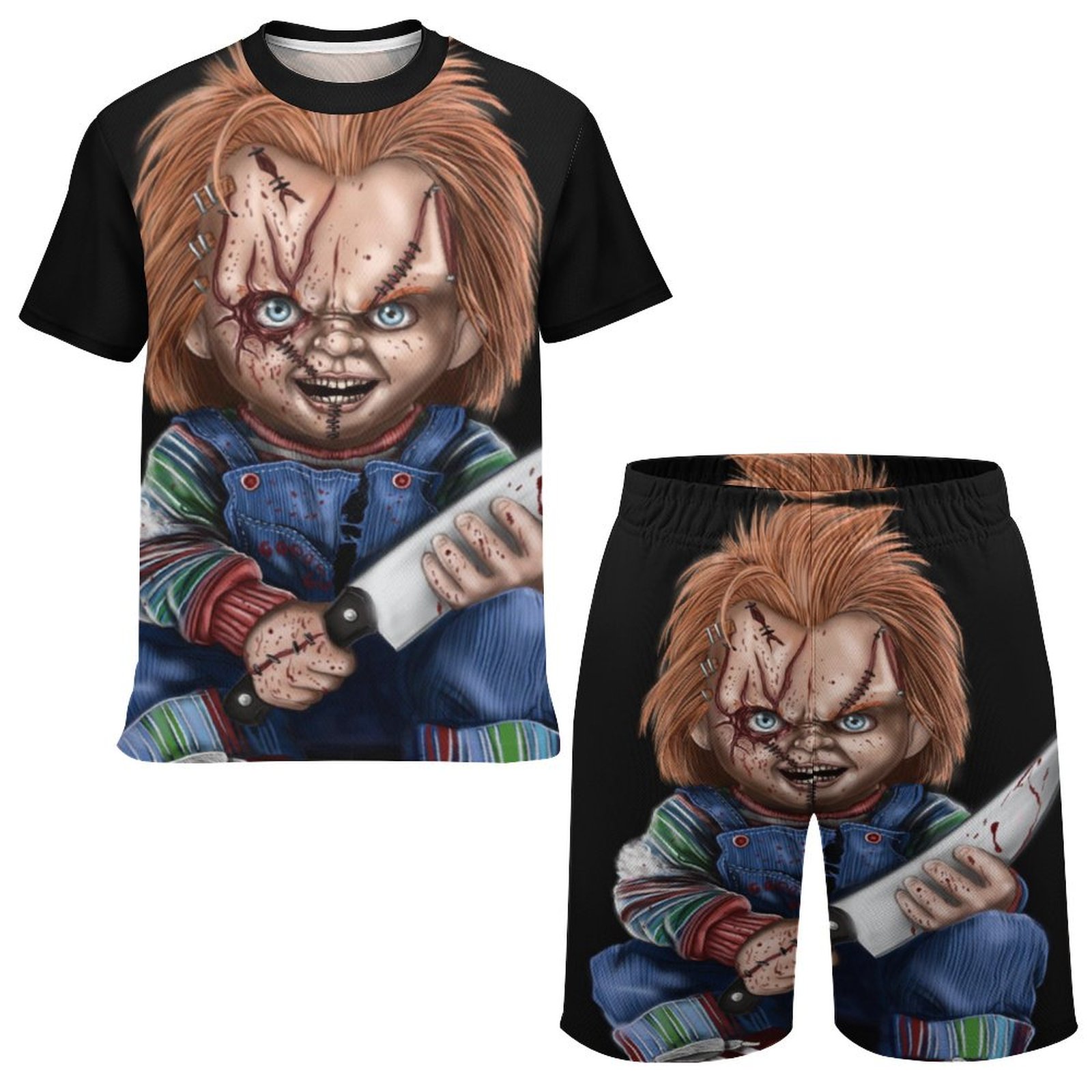 Bride Of Chucky Boys Girls Short Sleeve Mesh T-Shirt And Shorts Outfit ...
