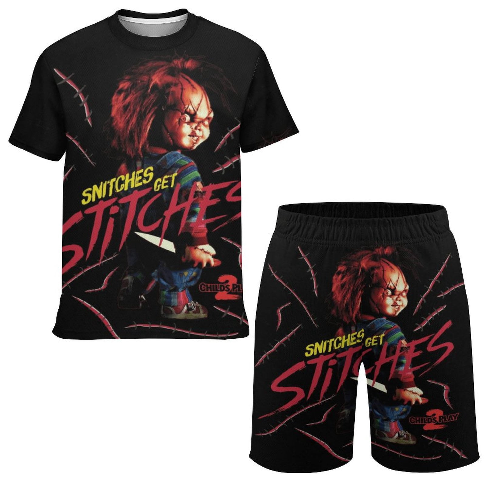 Bride Of Chucky Boys Girls Short Sleeve Mesh T-Shirt And Shorts Outfit ...