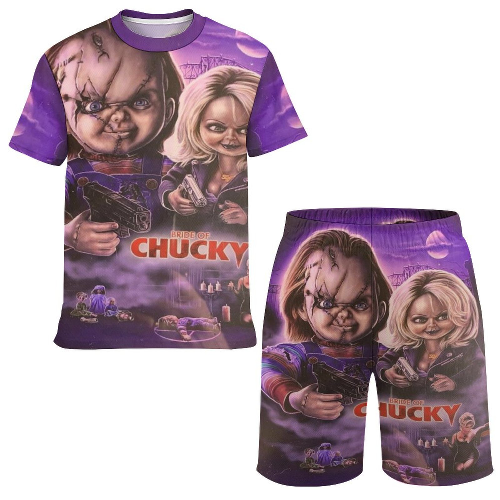 Bride Of Chucky Boys Girls Short Sleeve Mesh T-Shirt And Shorts Outfit ...