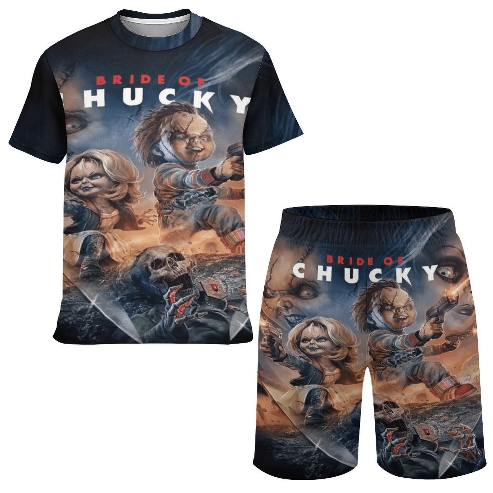 Bride Of Chucky Boys Girls Short Sleeve Mesh T-Shirt And Shorts Outfit ...