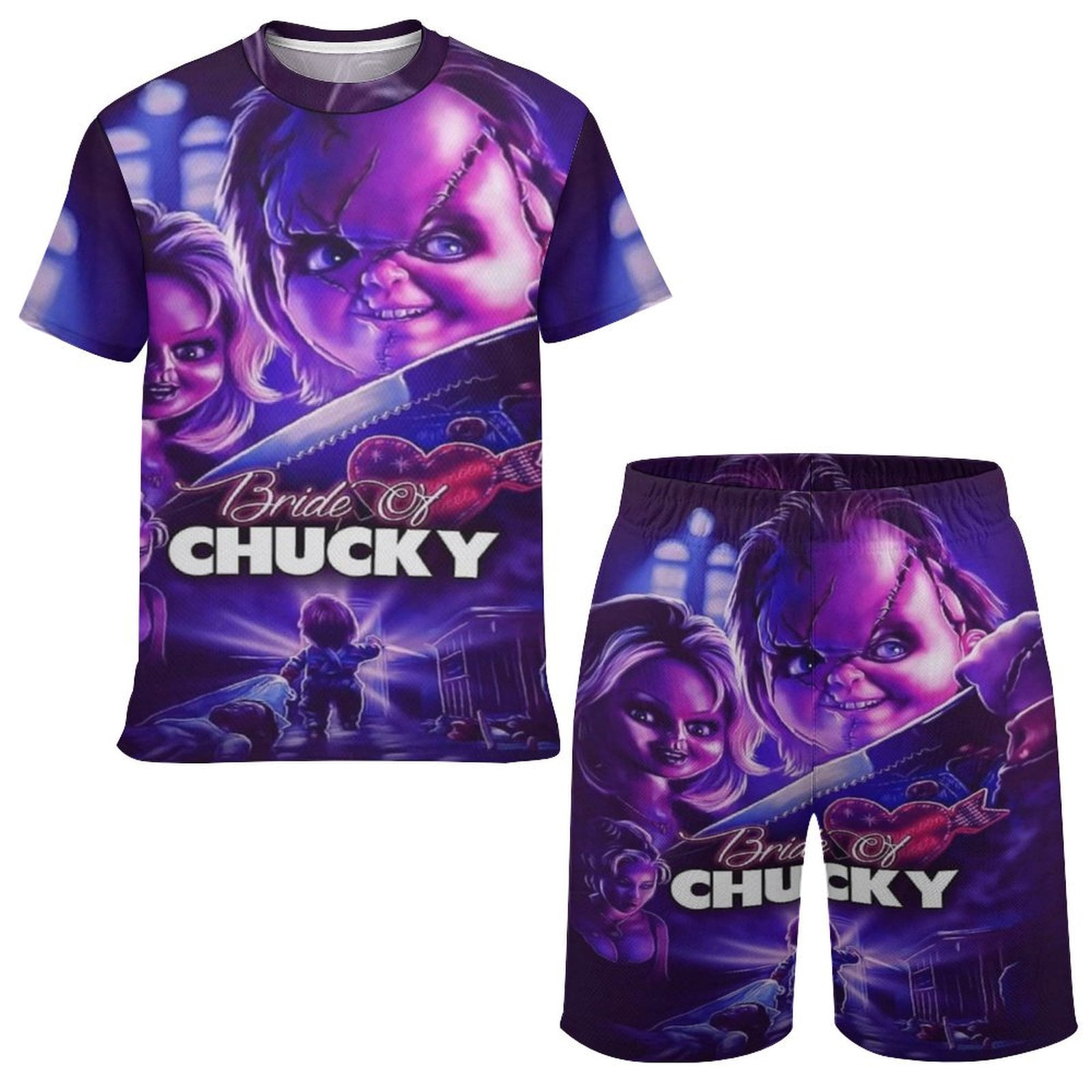 Bride Of Chucky Boys Girls Short Sleeve Mesh T-Shirt And Shorts Outfit ...
