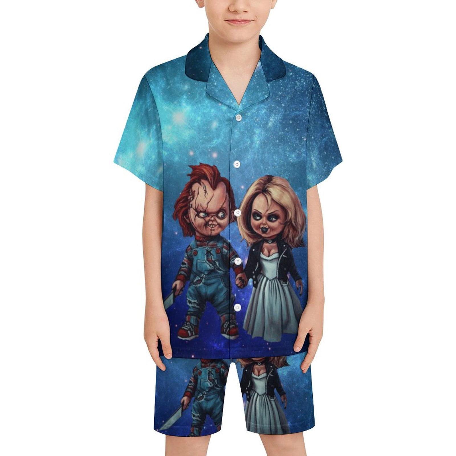 Bride Of Chucky Children Pajama Set 2pcs Cuban Collar Short Sleeve ...