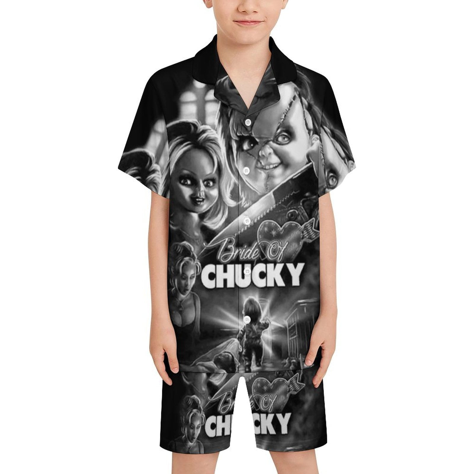 Bride Of Chucky Children Pajama Set 2pcs Cuban Collar Short Sleeve ...