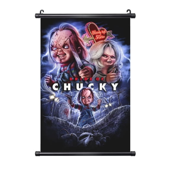 Bride Of Chucky Doll Black Plastic Shaft Hanging Poster Decor Canvas ...
