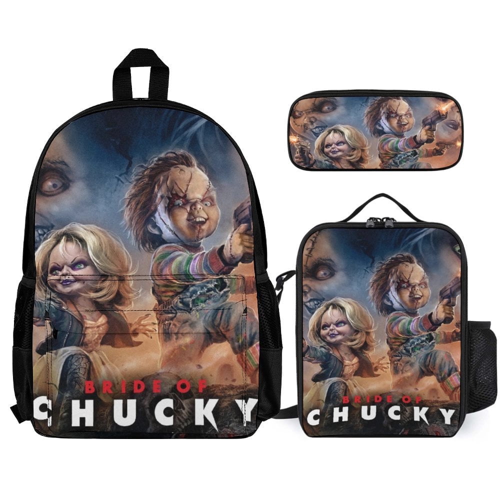 Bride Of Chucky Horror Backpack 3 Pieces Set With Pencil Case Lunch Bag ...