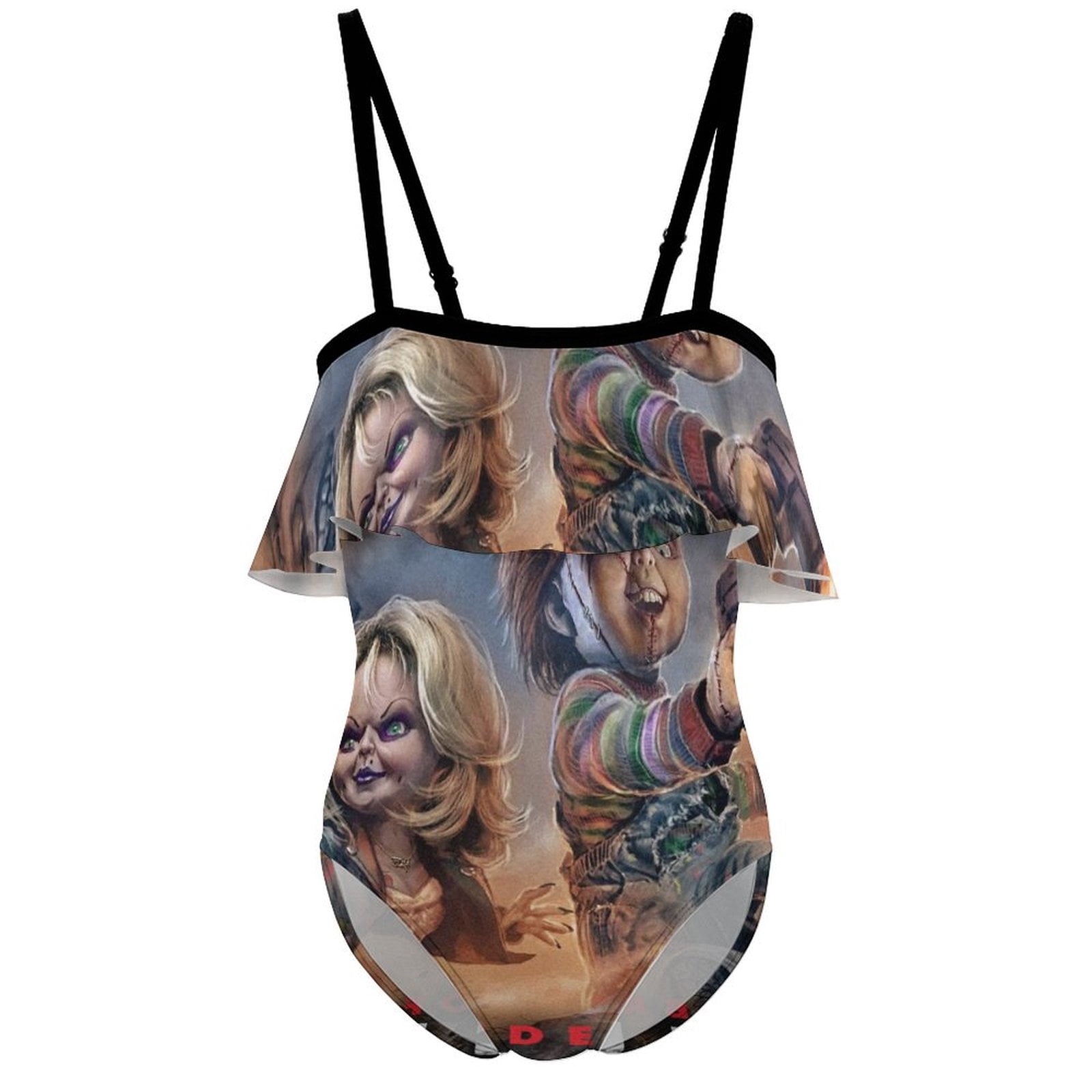 Bride Of Chucky Horror Kids One-piece Swimsuit Adjustable Off Shoulder ...