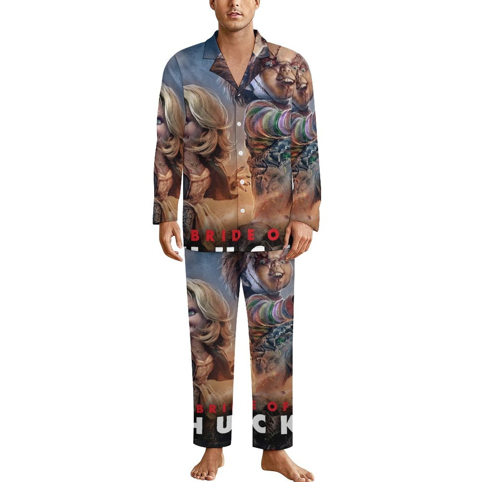 Bride Of Chucky Horror Long Sleeved Pajama Set for Men Sleepwear Sets ...