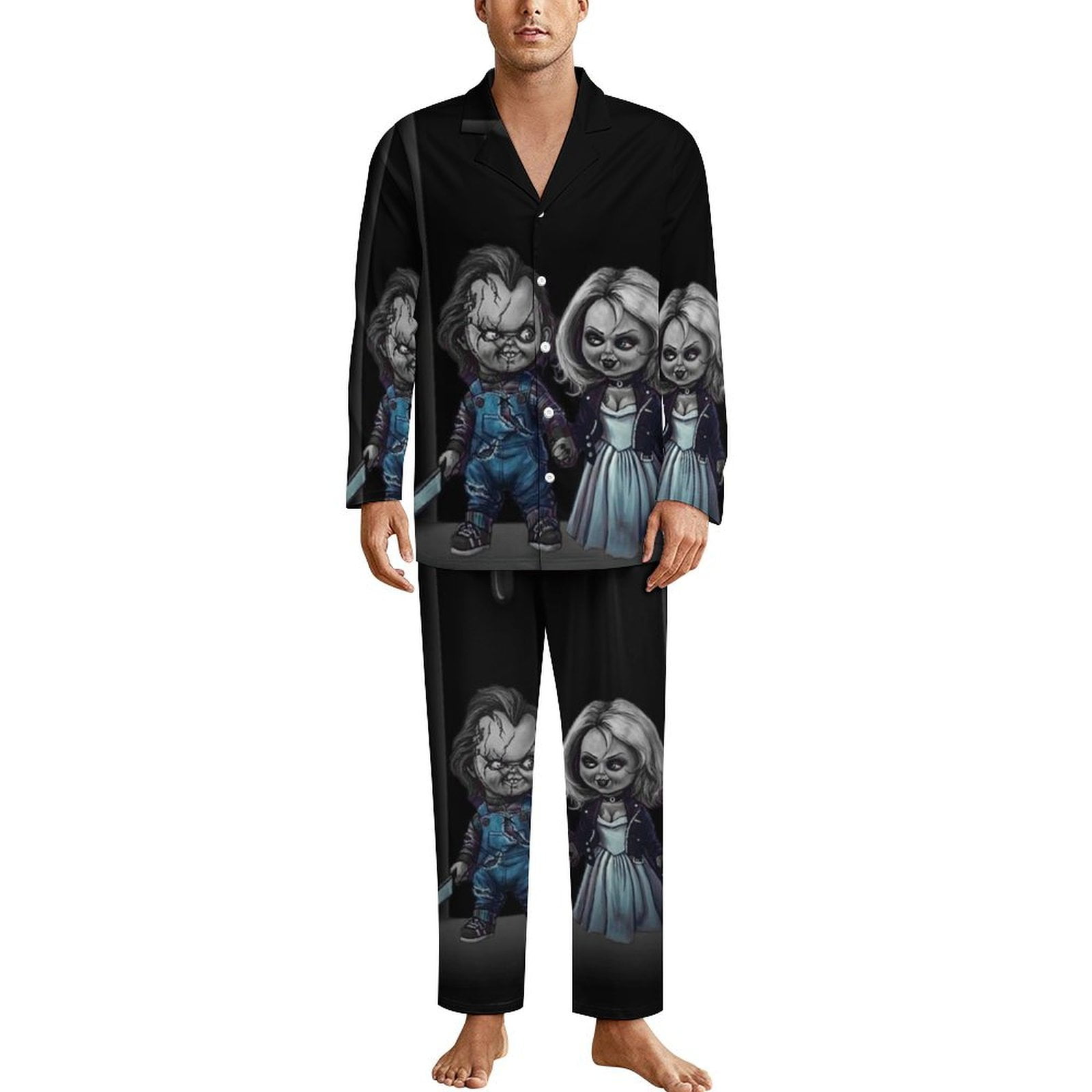 Bride Of Chucky Long Sleeved Pajama Set for Men Sleepwear Sets Soft ...