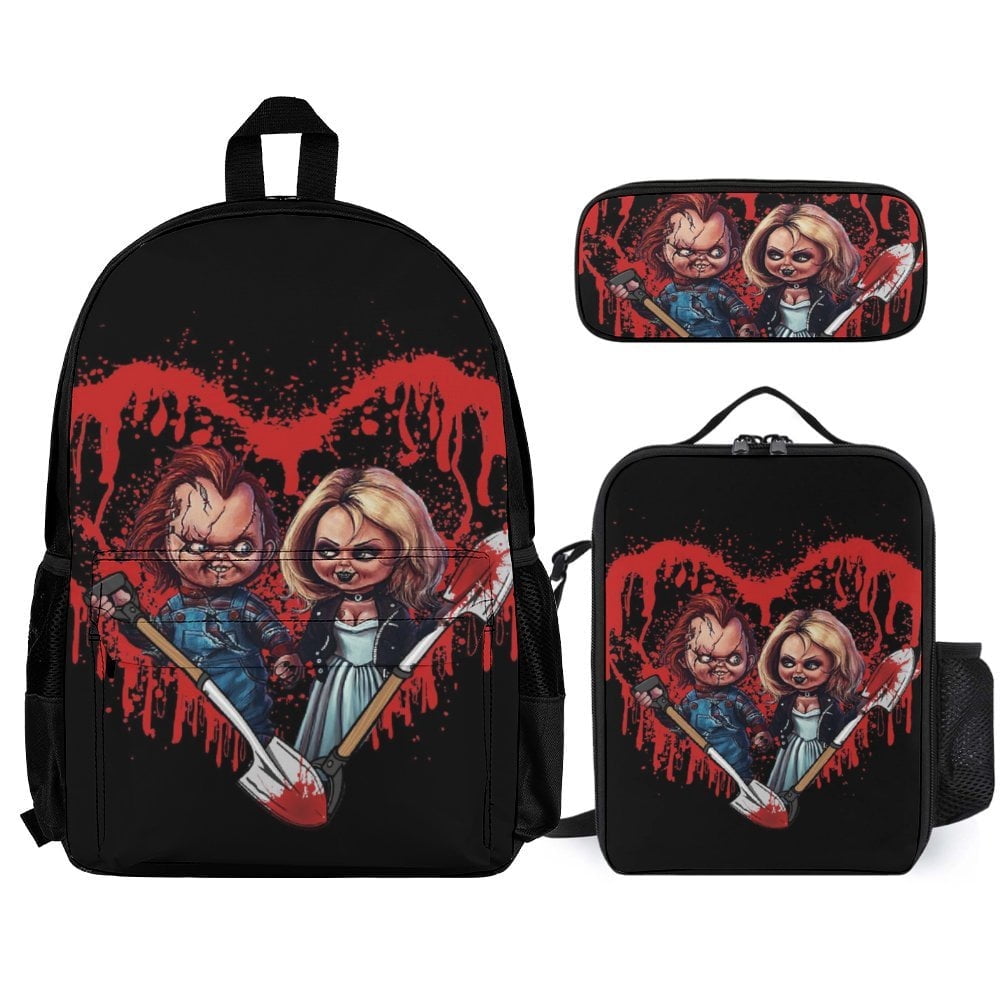 Bride Of Chucky Play Backpack 3 Pieces Set With Pencil Case Lunch Bag ...