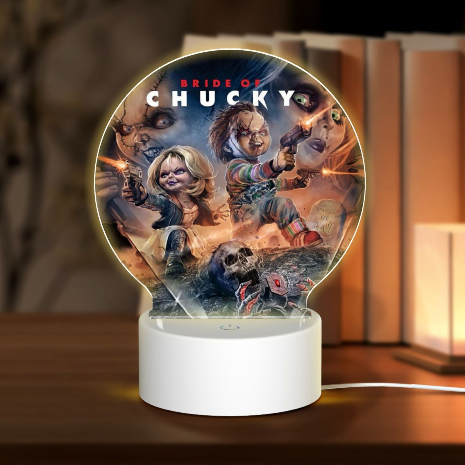 Bride Of Chucky Poster Round Acrylic Night Light Decoration USB Cable ...