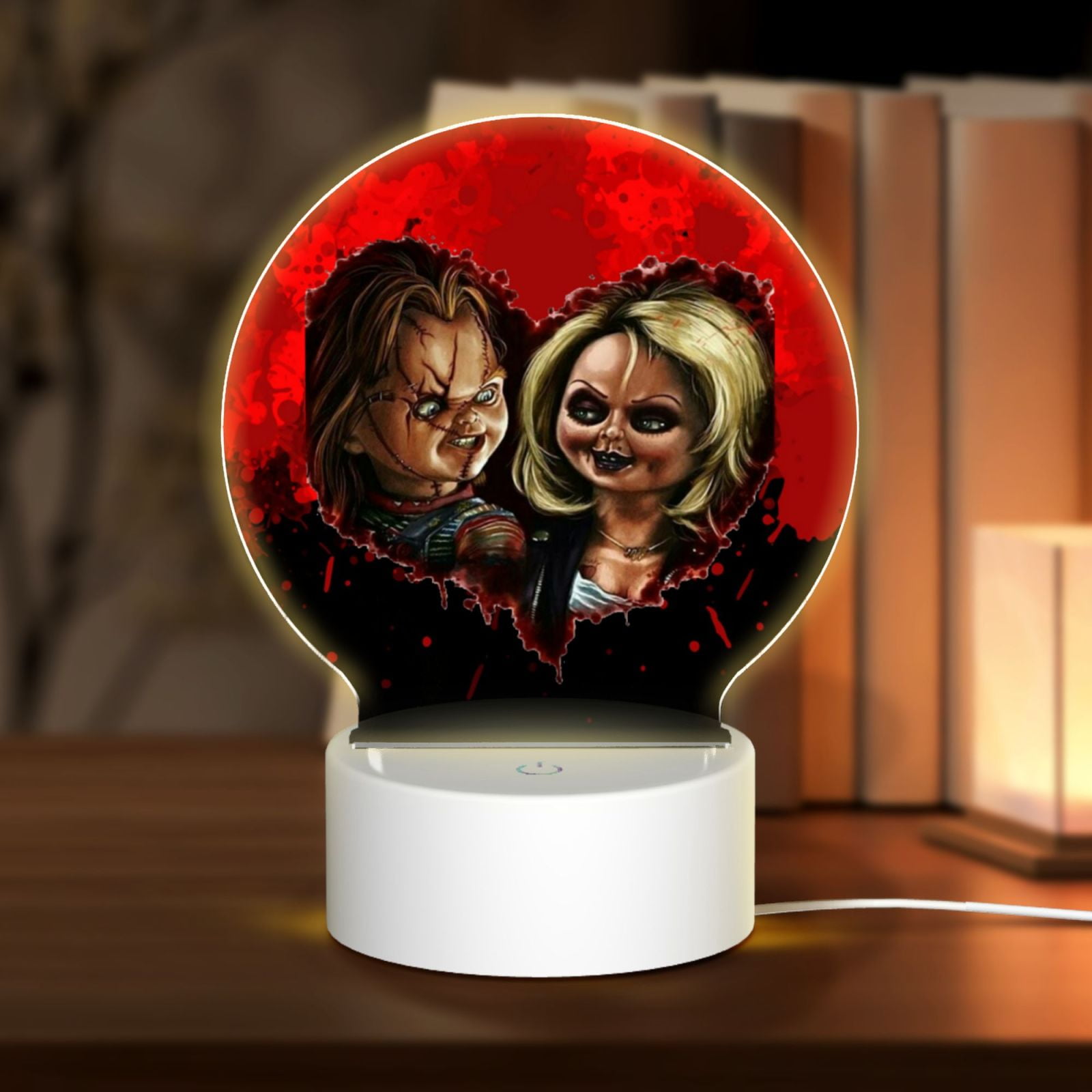 Bride Of Chucky Round Acrylic Night Light Decoration USB Cable LED Lamp ...