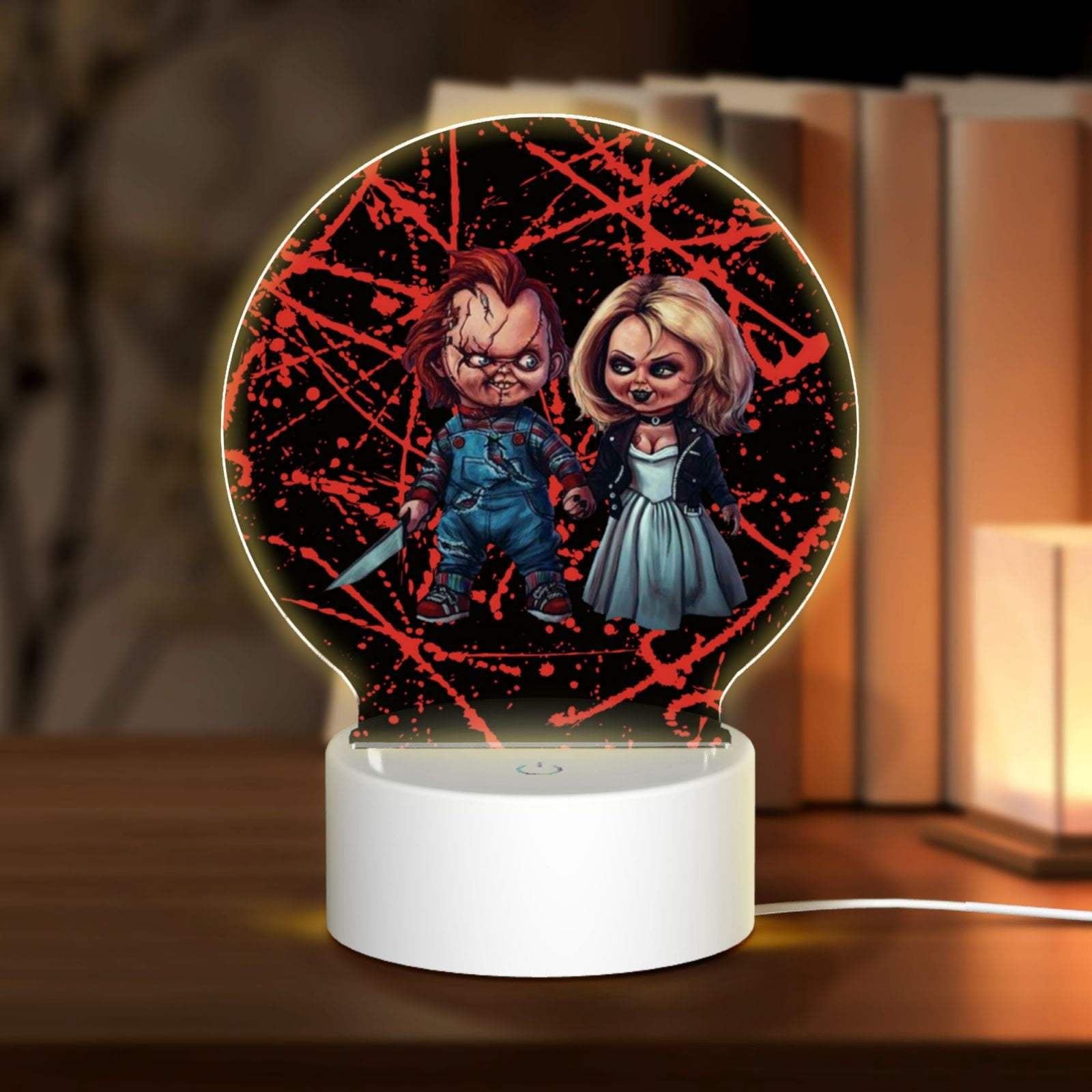 Bride Of Chucky Round Acrylic Night Light Decoration USB Cable LED Lamp ...